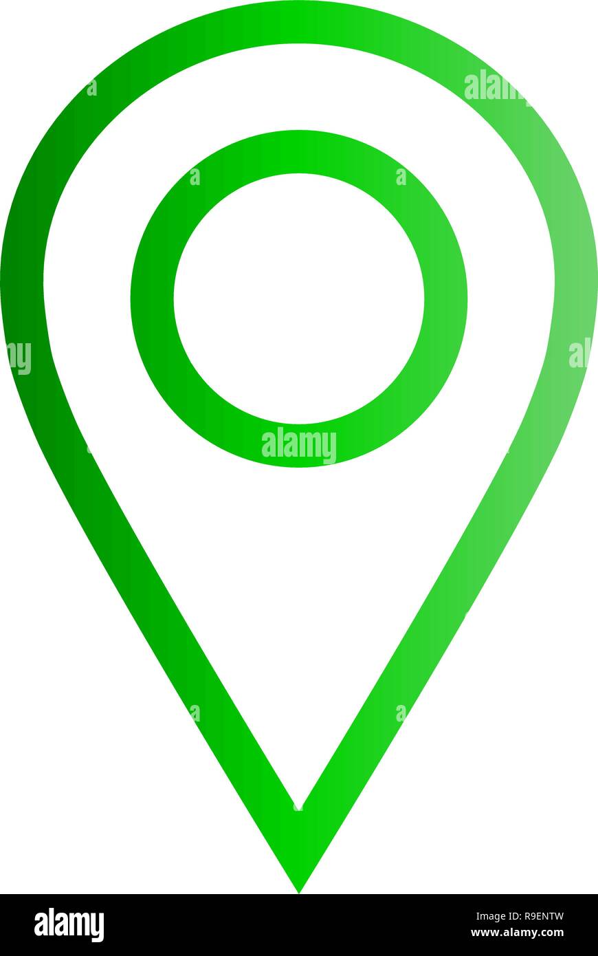 Pin point - green gradient outlined, isolated - vector illustration ...