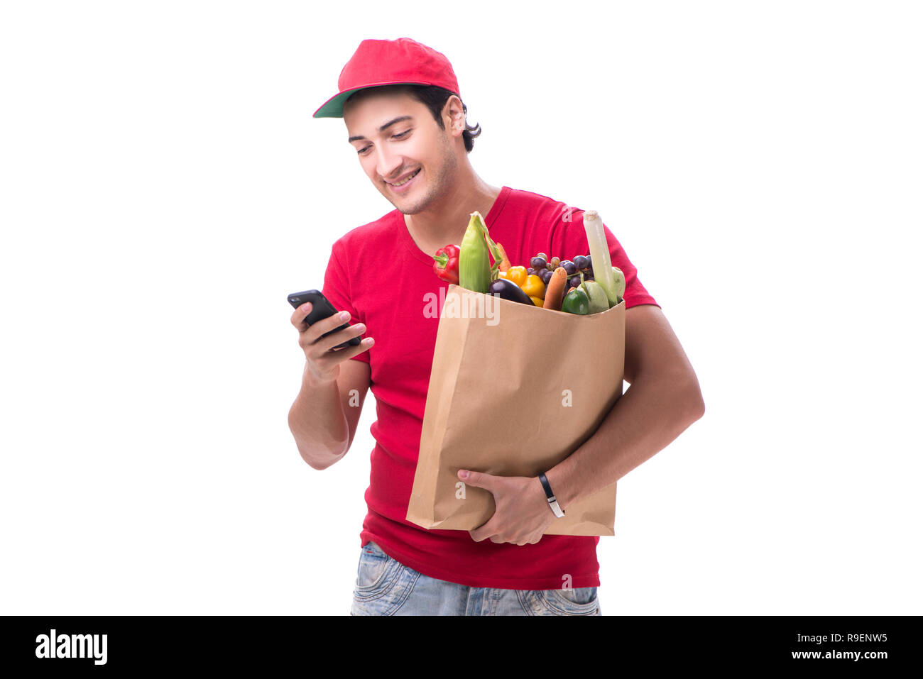 Concept of shopping delivery isolated on white background Stock Photo ...