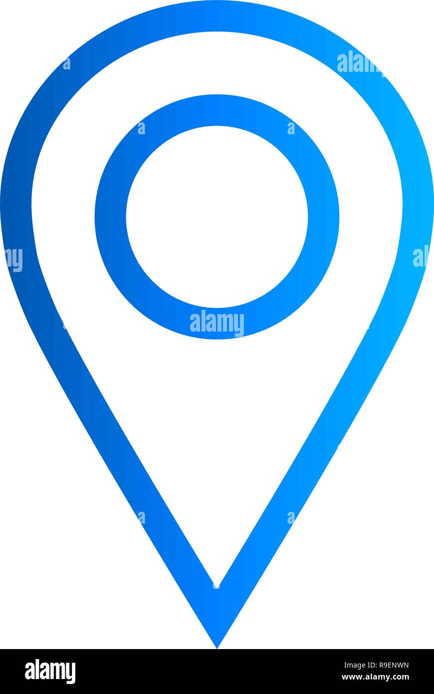 Pin point - blue gradient outlined, isolated - vector illustration ...