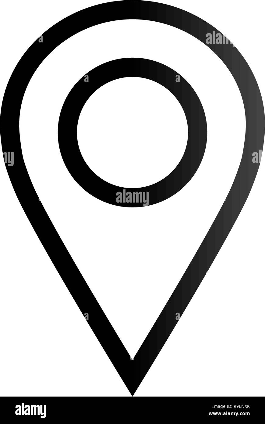 Pin point - black gradient outlined, isolated - vector illustration ...