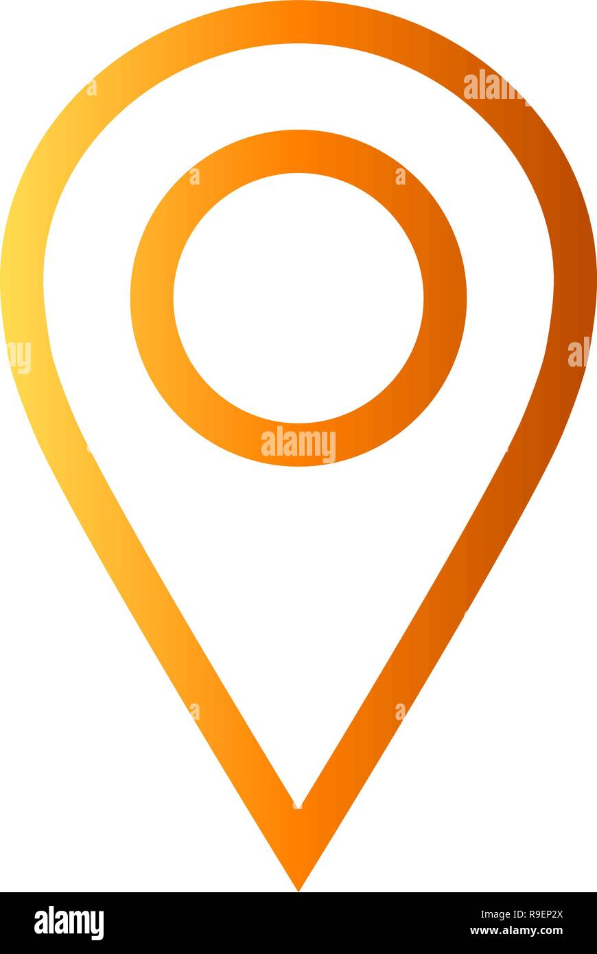 Pin point - orange gradient outlined, isolated - vector illustration ...