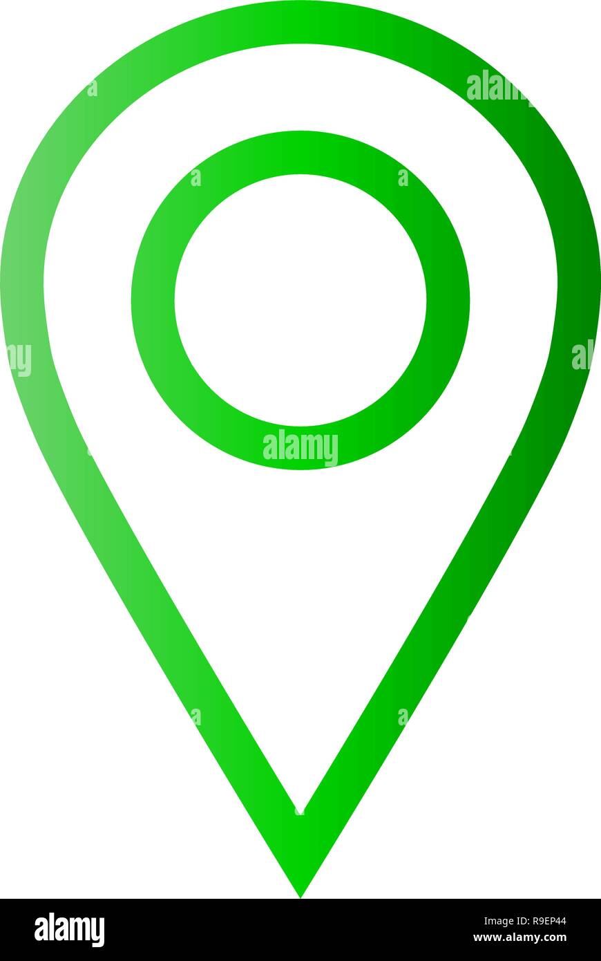 Pin point - green gradient outlined, isolated - vector illustration ...