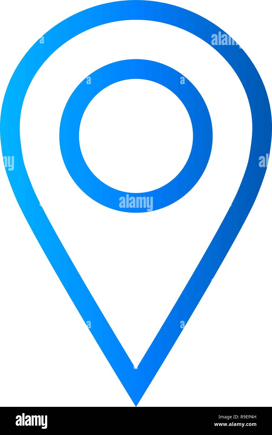 Pin point - blue gradient outlined, isolated - vector illustration ...