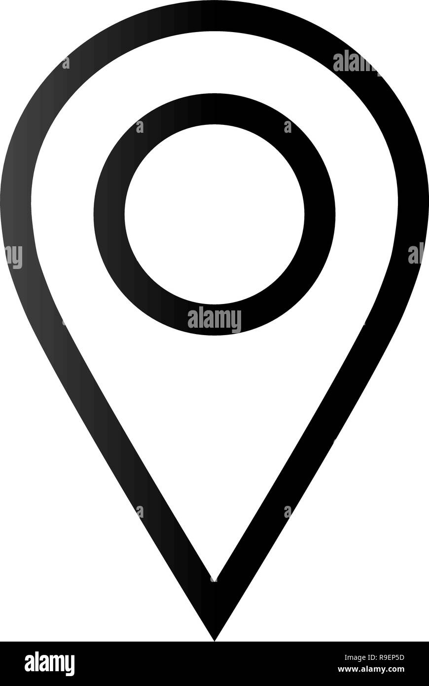 Pin point - black gradient outlined, isolated - vector illustration ...