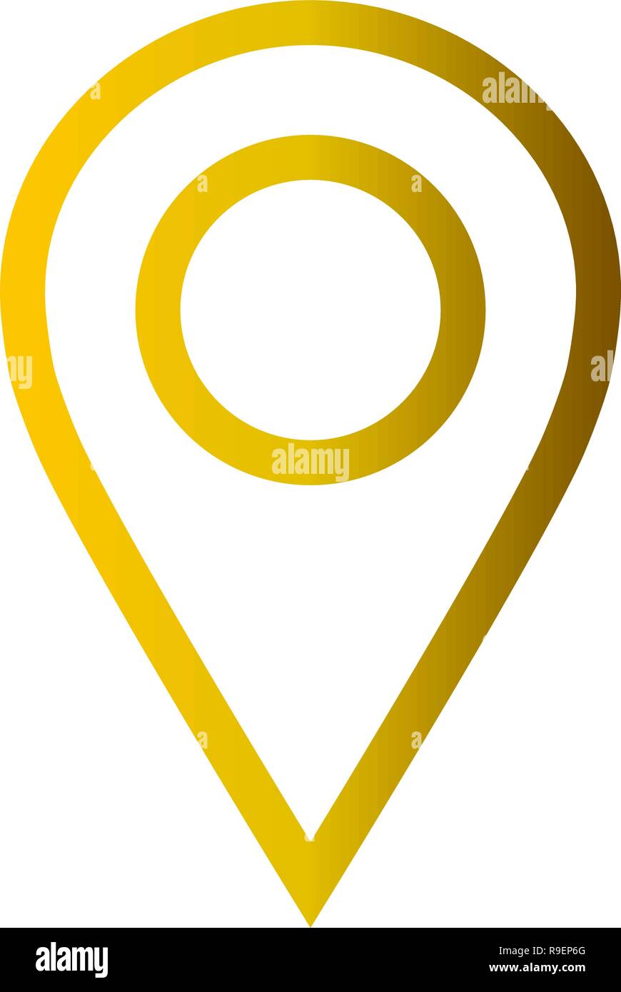 Pin point - golden gradient outlined, isolated - vector illustration ...