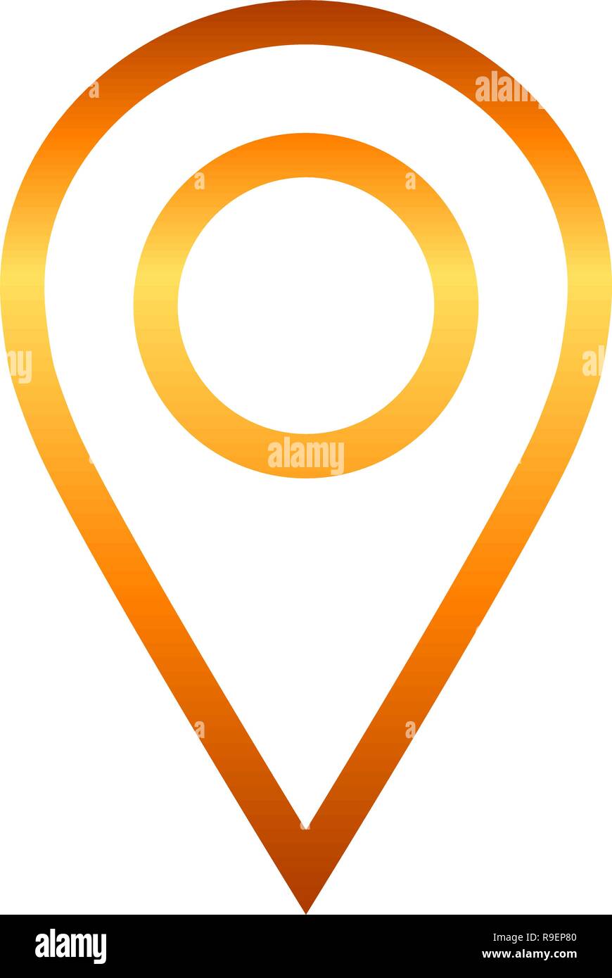 Pin point - orange gradient outlined, isolated - vector illustration ...