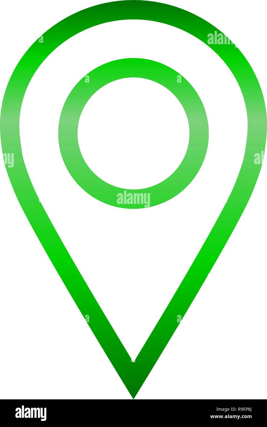 Pin point - green gradient outlined, isolated - vector illustration ...
