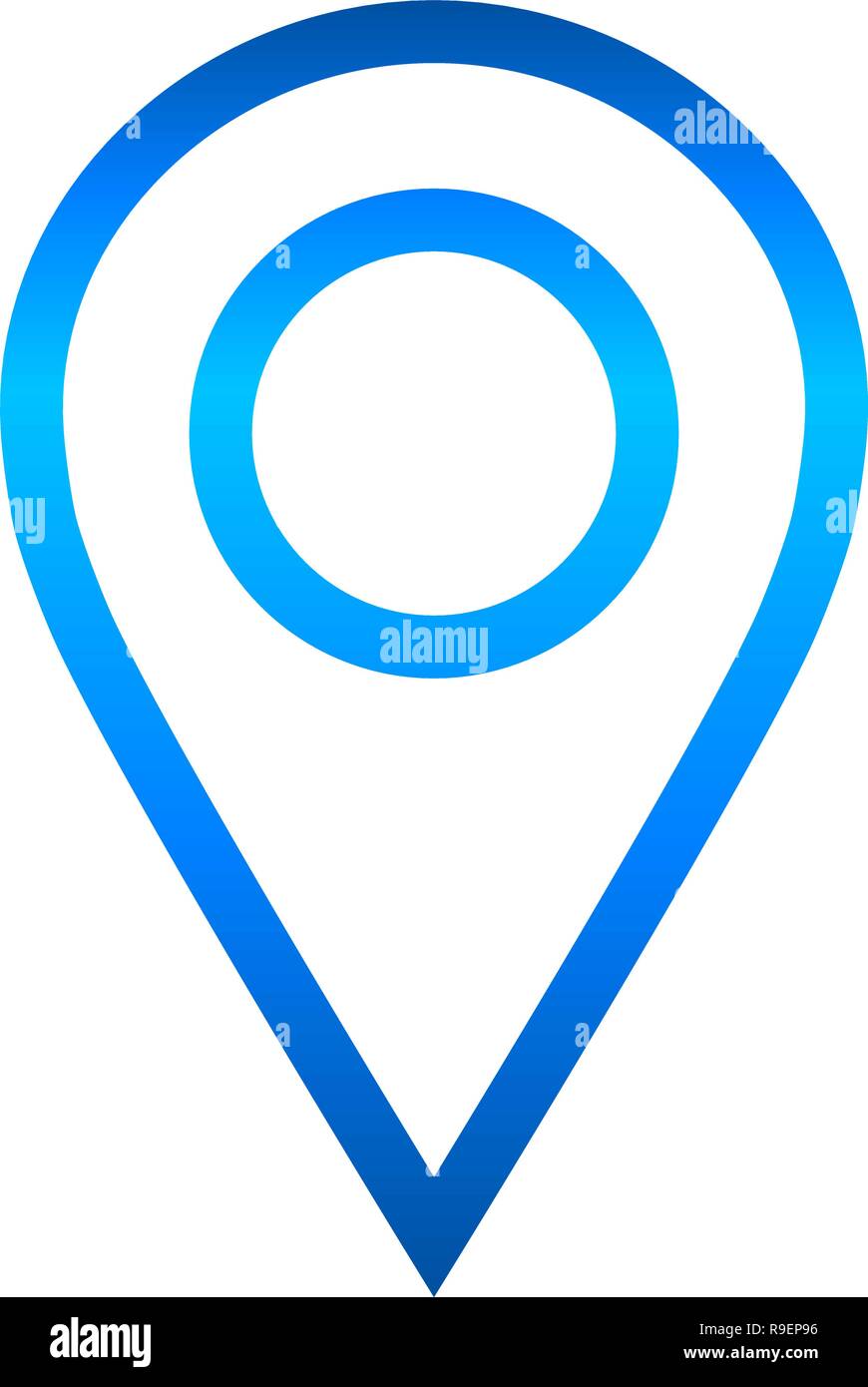 Pin point - blue gradient outlined, isolated - vector illustration ...