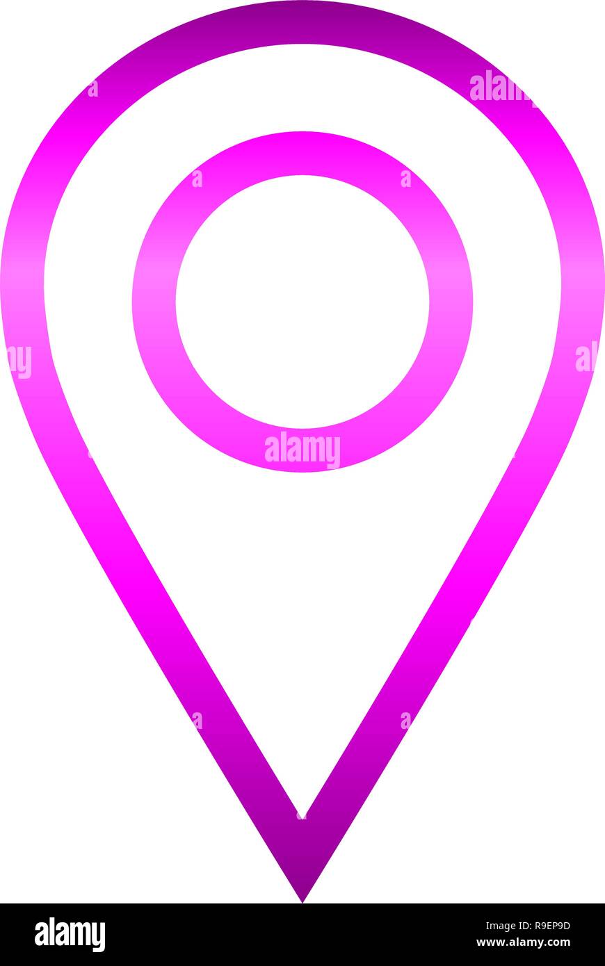 Pin point - purple gradient outlined, isolated - vector illustration ...