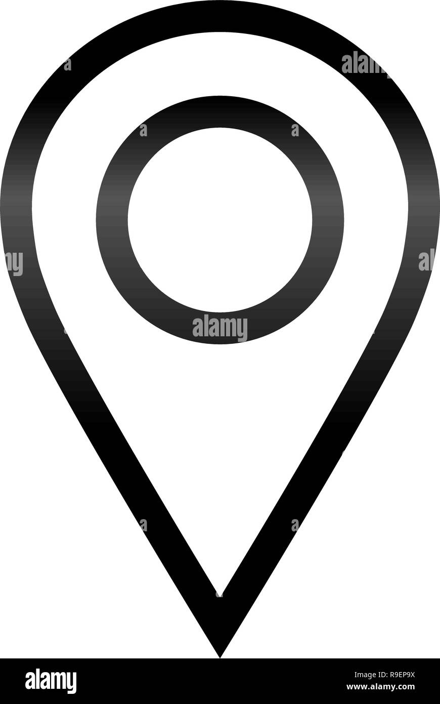 Pin point - black gradient outlined, isolated - vector illustration ...