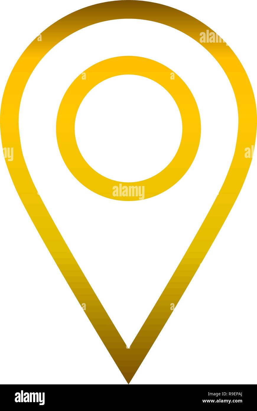 Pin point - golden gradient outlined, isolated - vector illustration ...