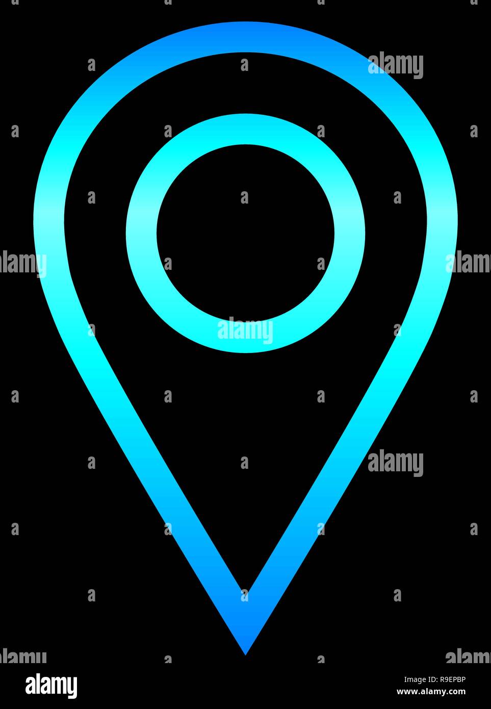 Pin point - cyan blue gradient, cold light, outlined, isolated - vector ...