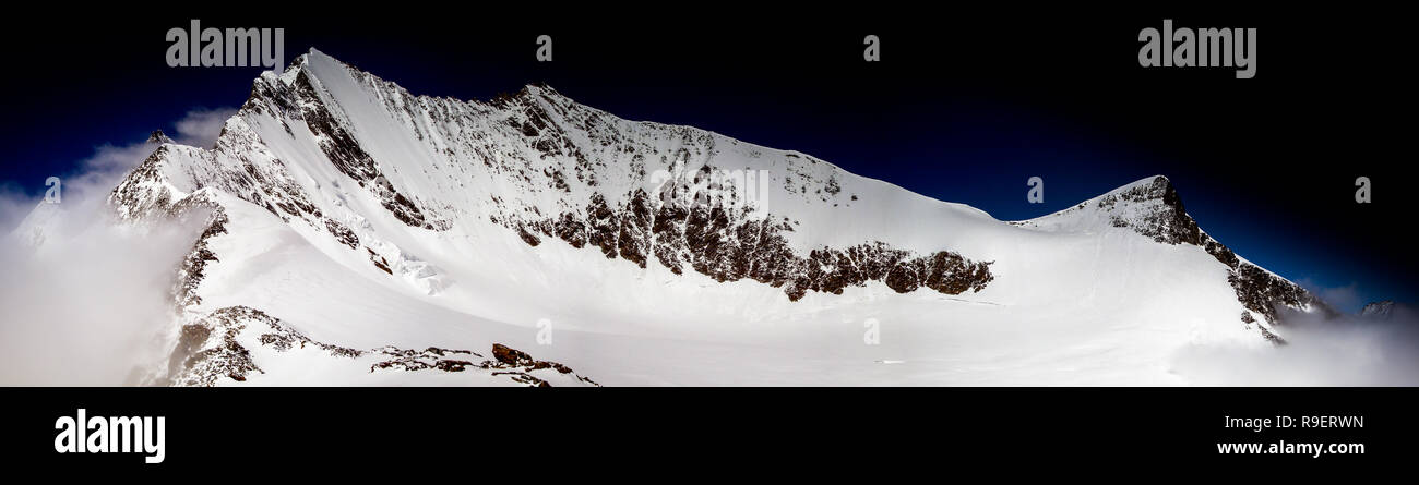 panorama view of the view of the Lenzspitze peak and the Nadelhorn peak ...