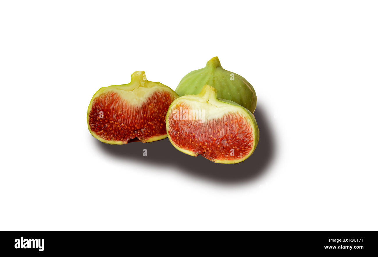whole figs and cut on a white background Stock Photo - Alamy