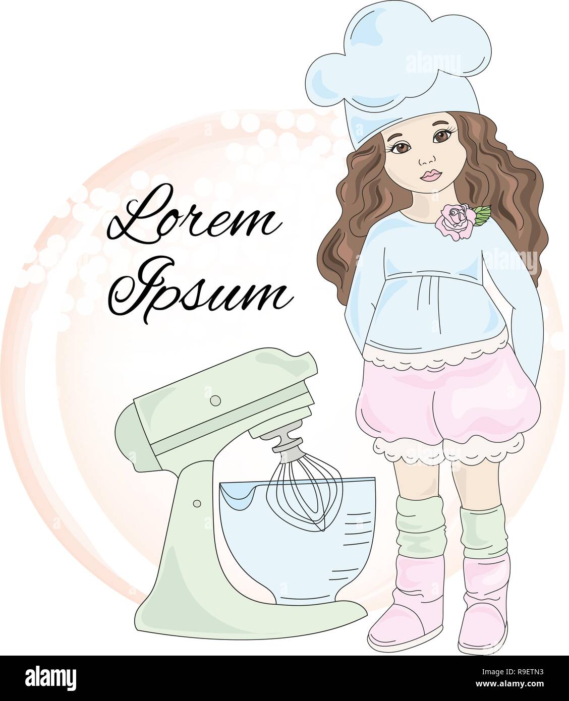 COOKING GIRL Social Media Profile Portrait Color Vector Illustration ...