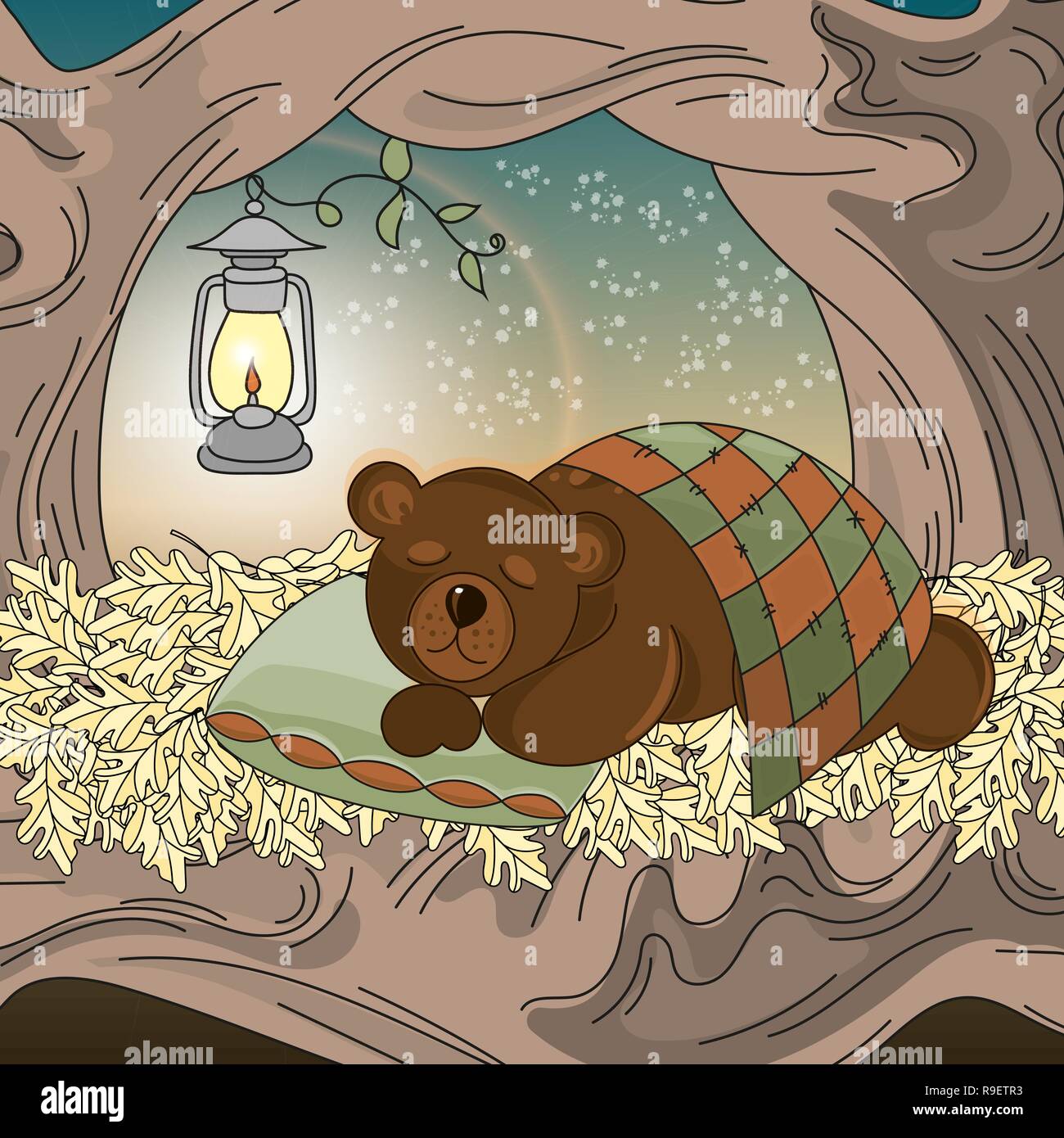 Animal Vector Illustration Set DREAMING BEAR for Digital Print ...