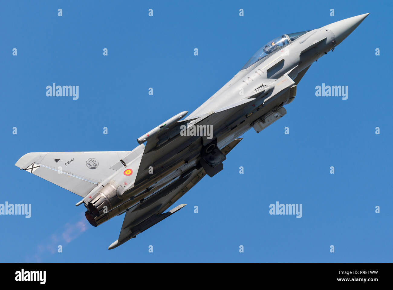 An Eurofighter Typhoon multirole fighter jet of the Spanish Air Force ...