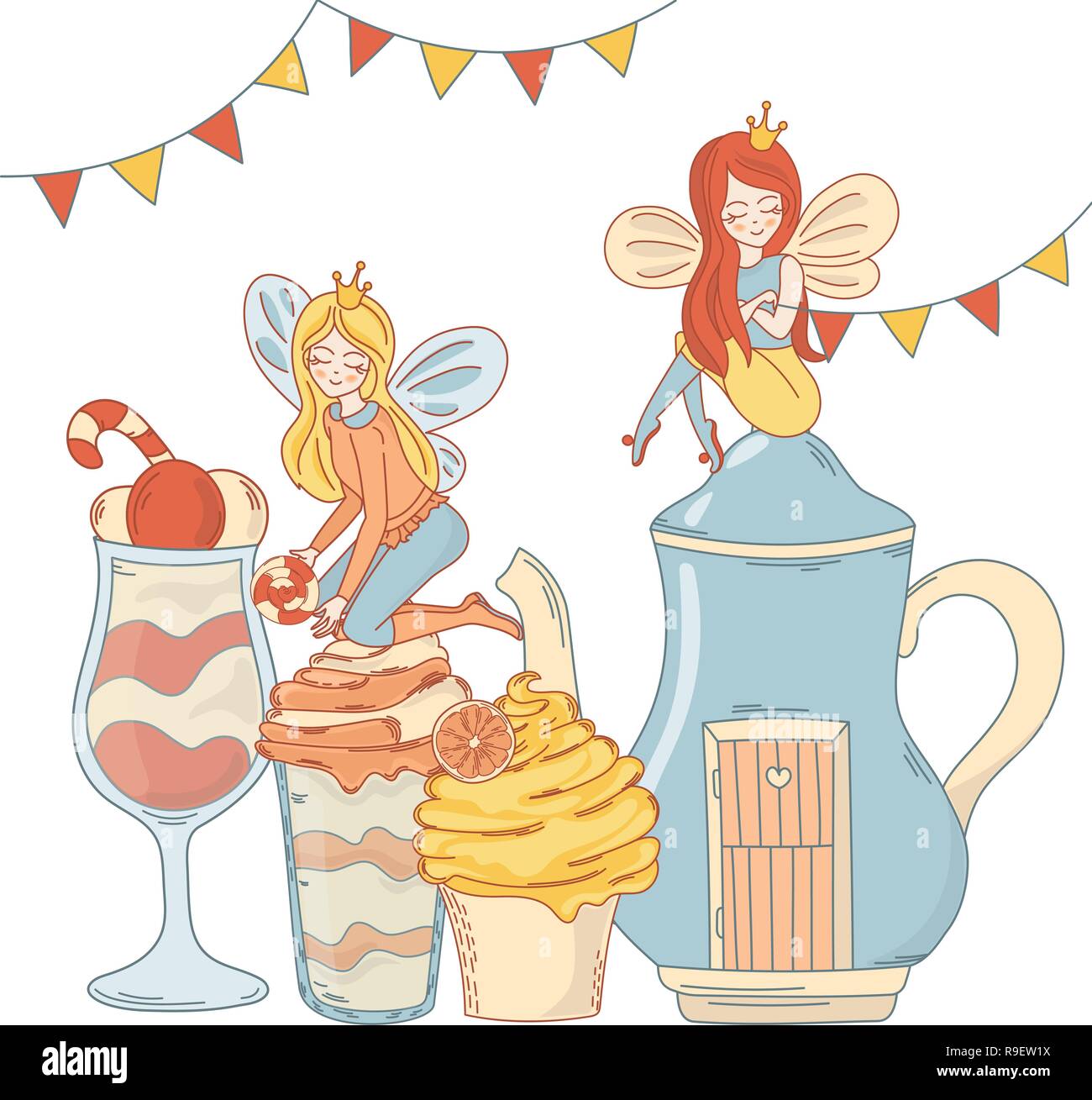 KITCHEN FAIRY Merry Christmas Vector Set for Print, Greeting and ...