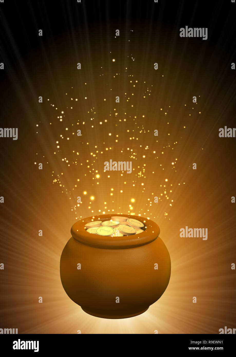 Background - pot, filled with gold coins Stock Photo - Alamy