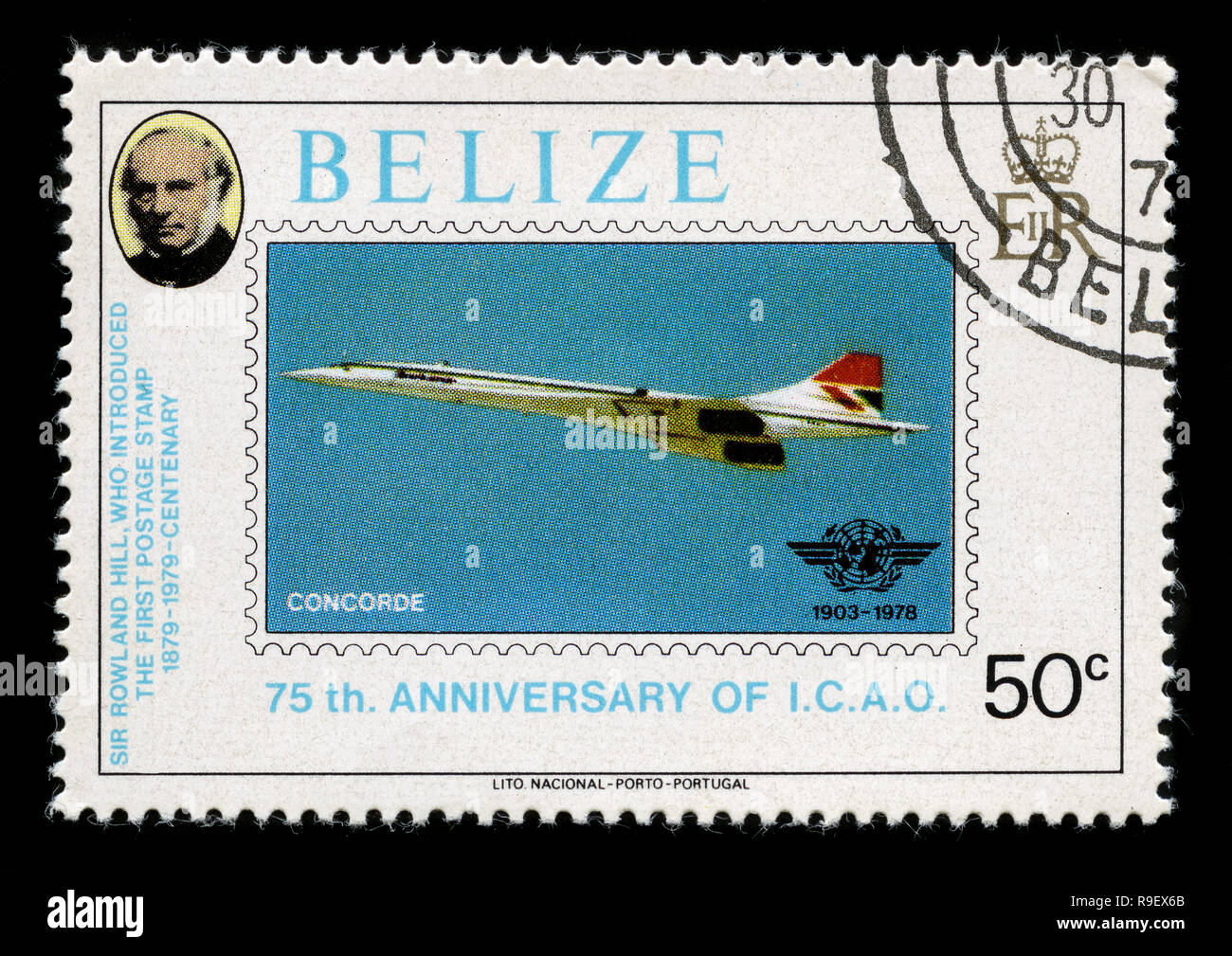 Postage stamp from Belize in the 100th death of Sir Rowland Hill - 75 ...