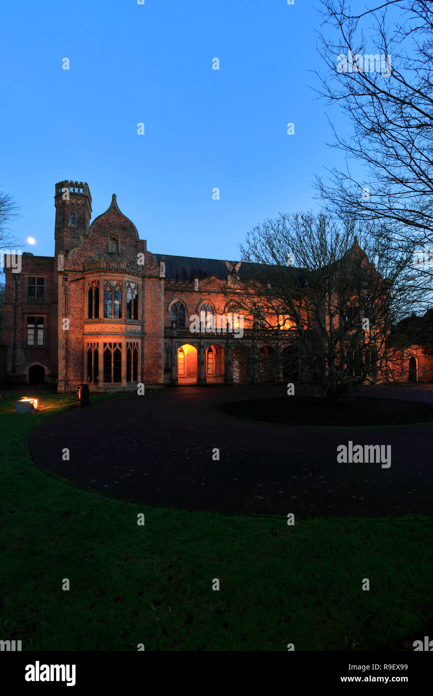 Ayscoughfee Hall at night, Spalding town centre; Lincolnshire County ...