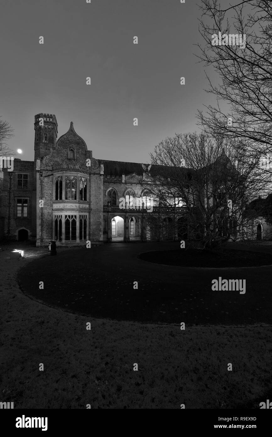 Ayscoughfee Hall at night, Spalding town centre; Lincolnshire County ...