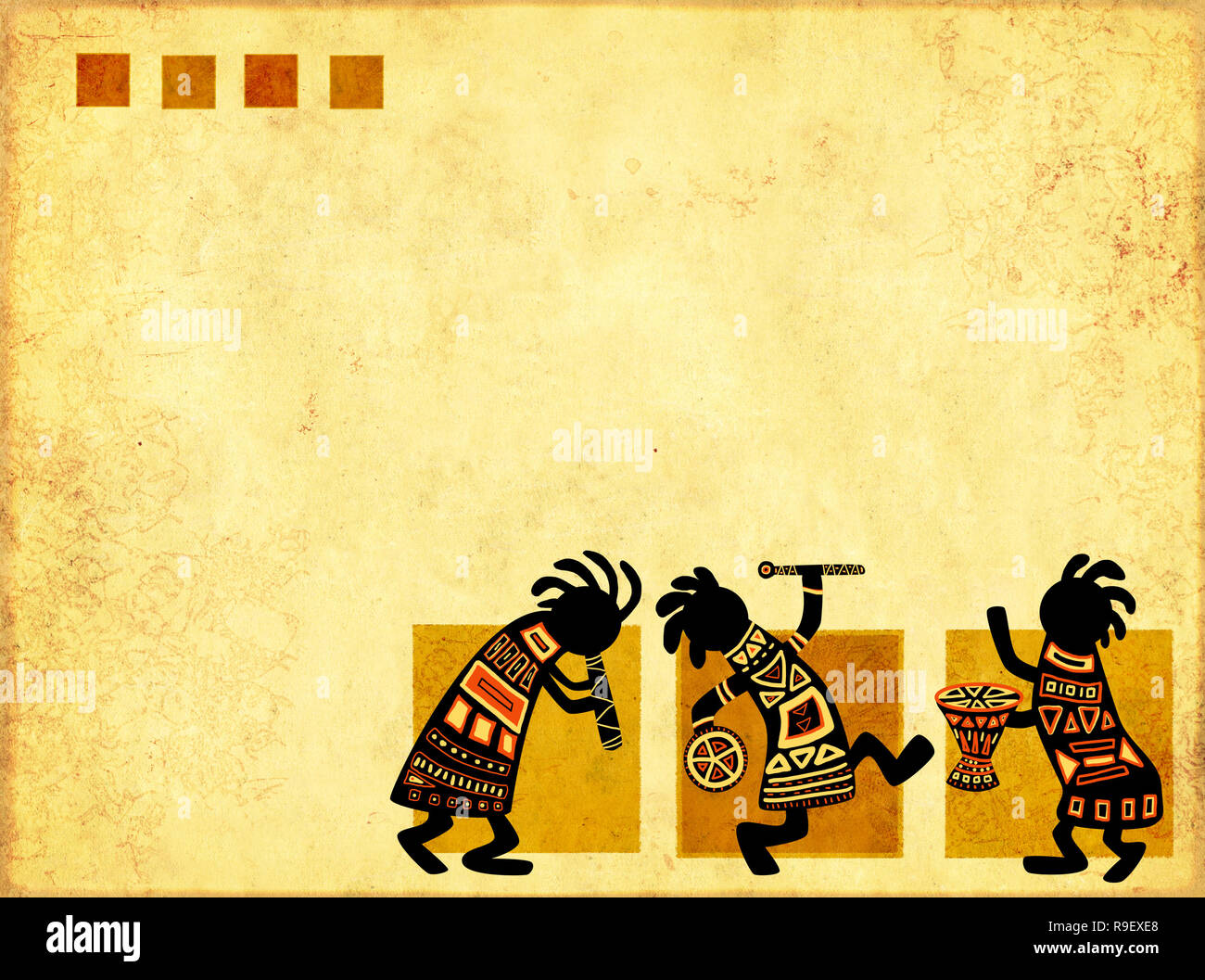 Dancing musicians. African traditional patterns Stock Photo - Alamy