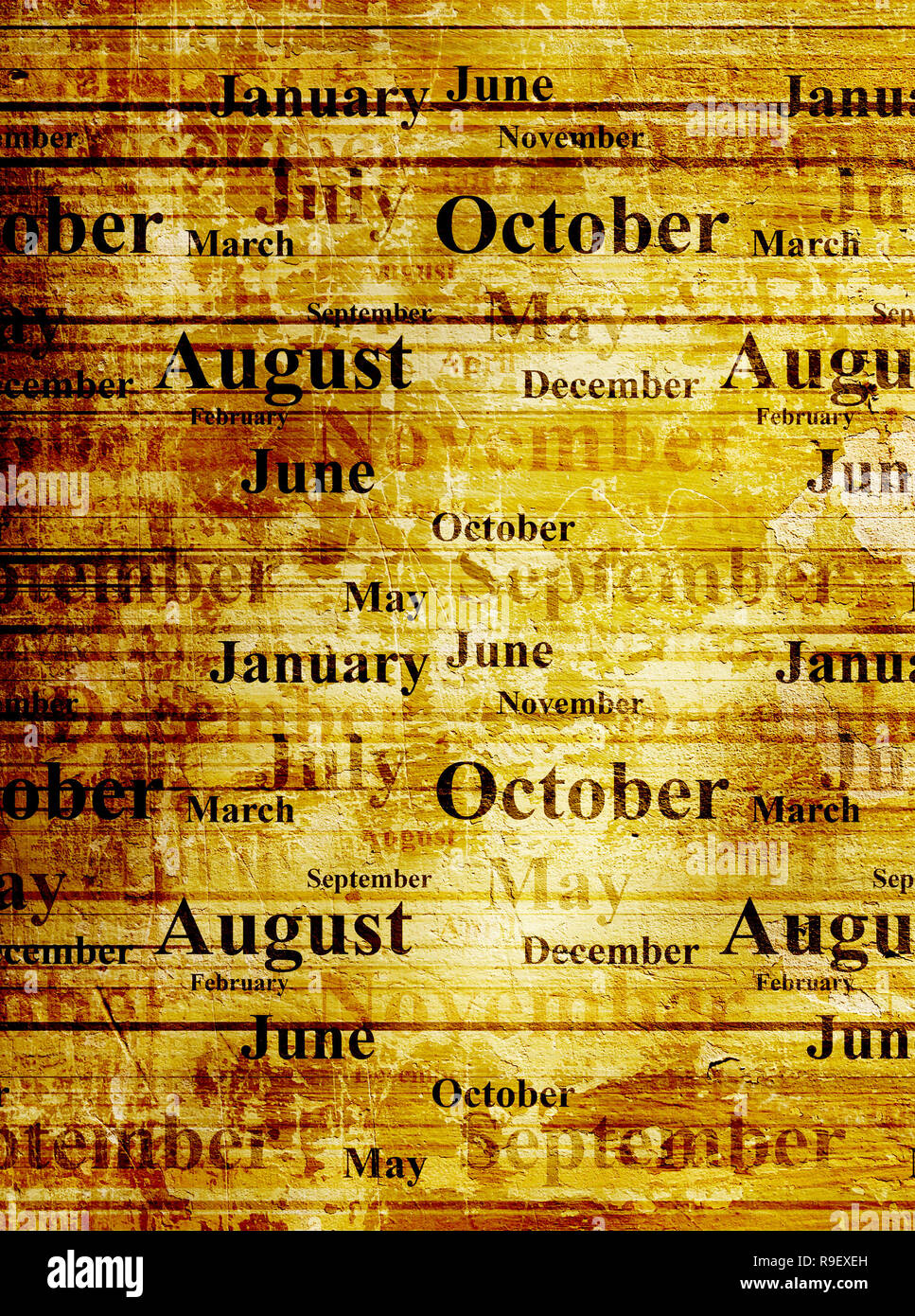 Grunge background with names of months Stock Photo - Alamy