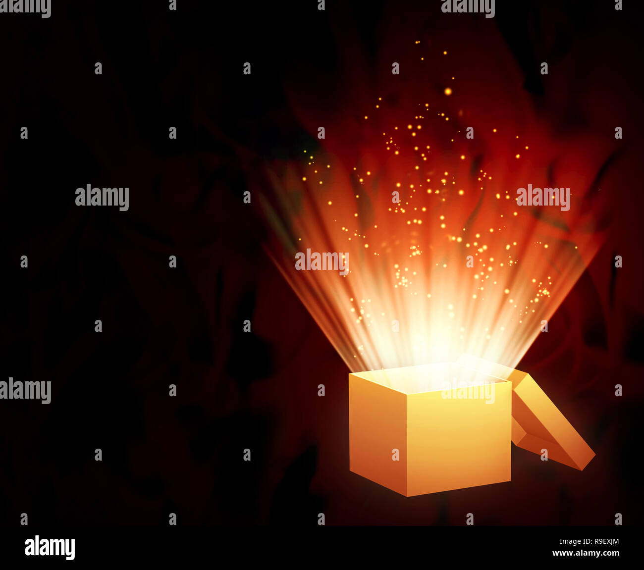 Horizontal background of red color with magic box Stock Photo - Alamy