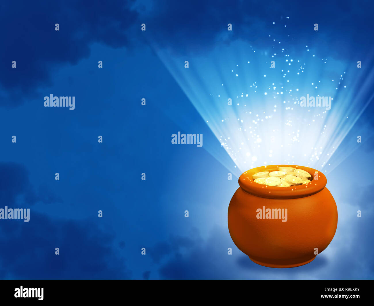 Background - pot, filled with gold coins Stock Photo - Alamy