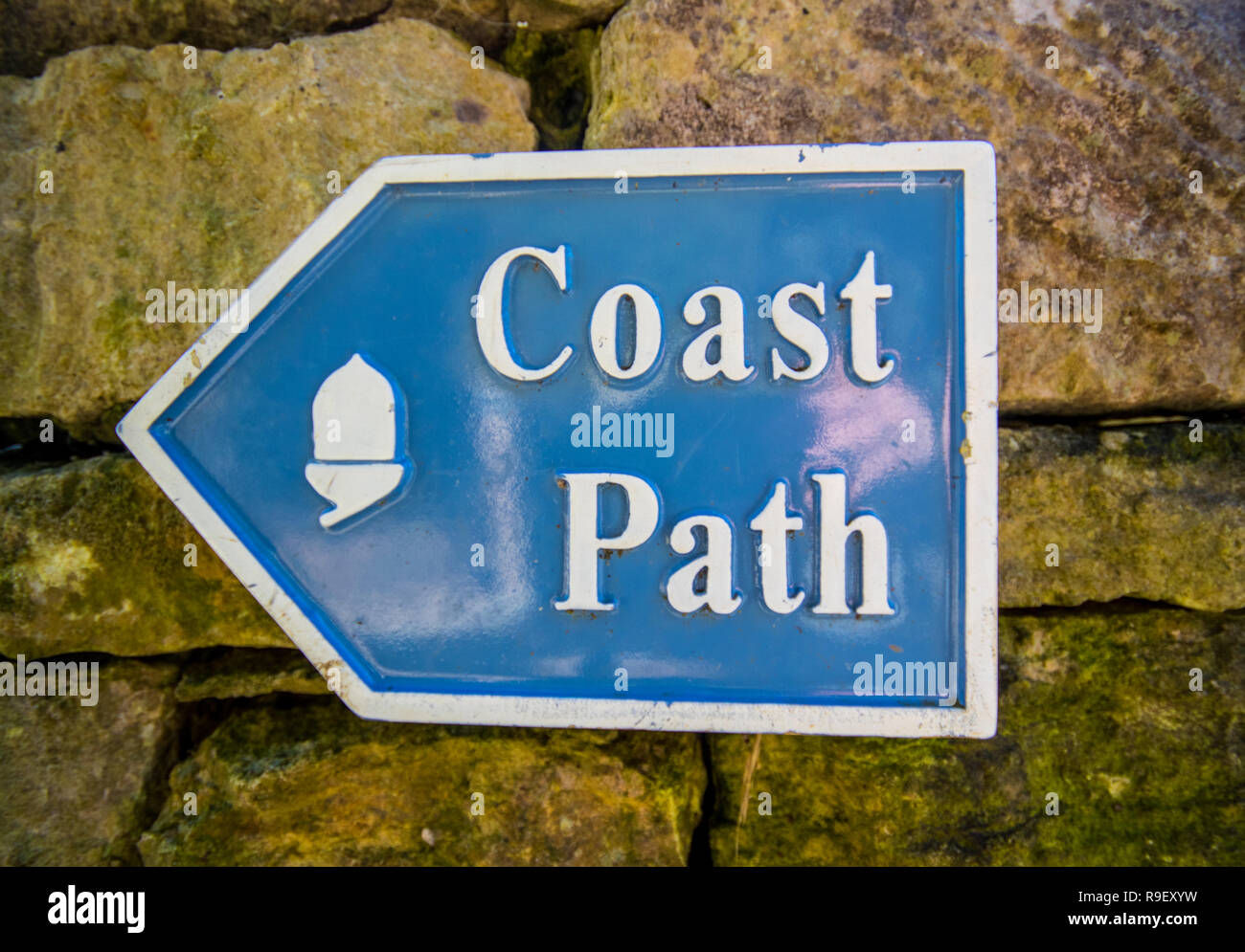 Coast path sign, Durlston Country Park, Swanage, Dorset, UK Stock Photo ...