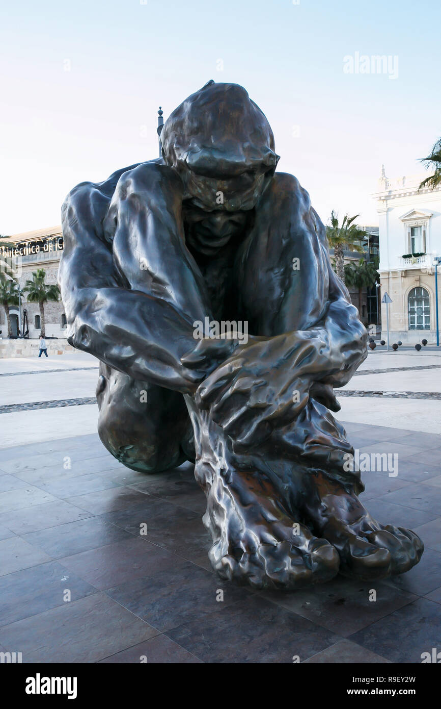 El Zulo large bronze statue of a man in Cartagena, Spain Stock Photo ...