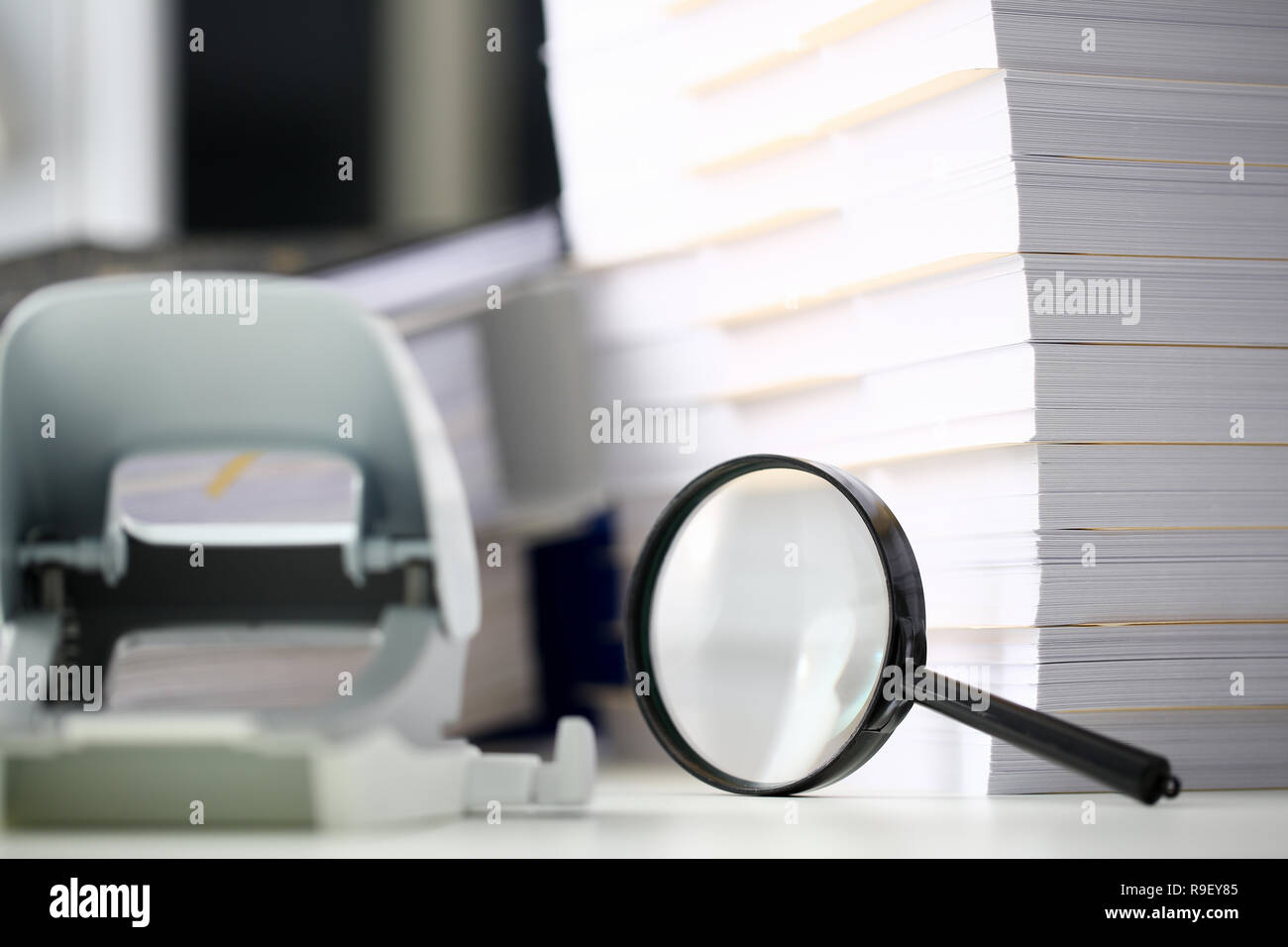 The black reading lens is on the Stock Photo - Alamy