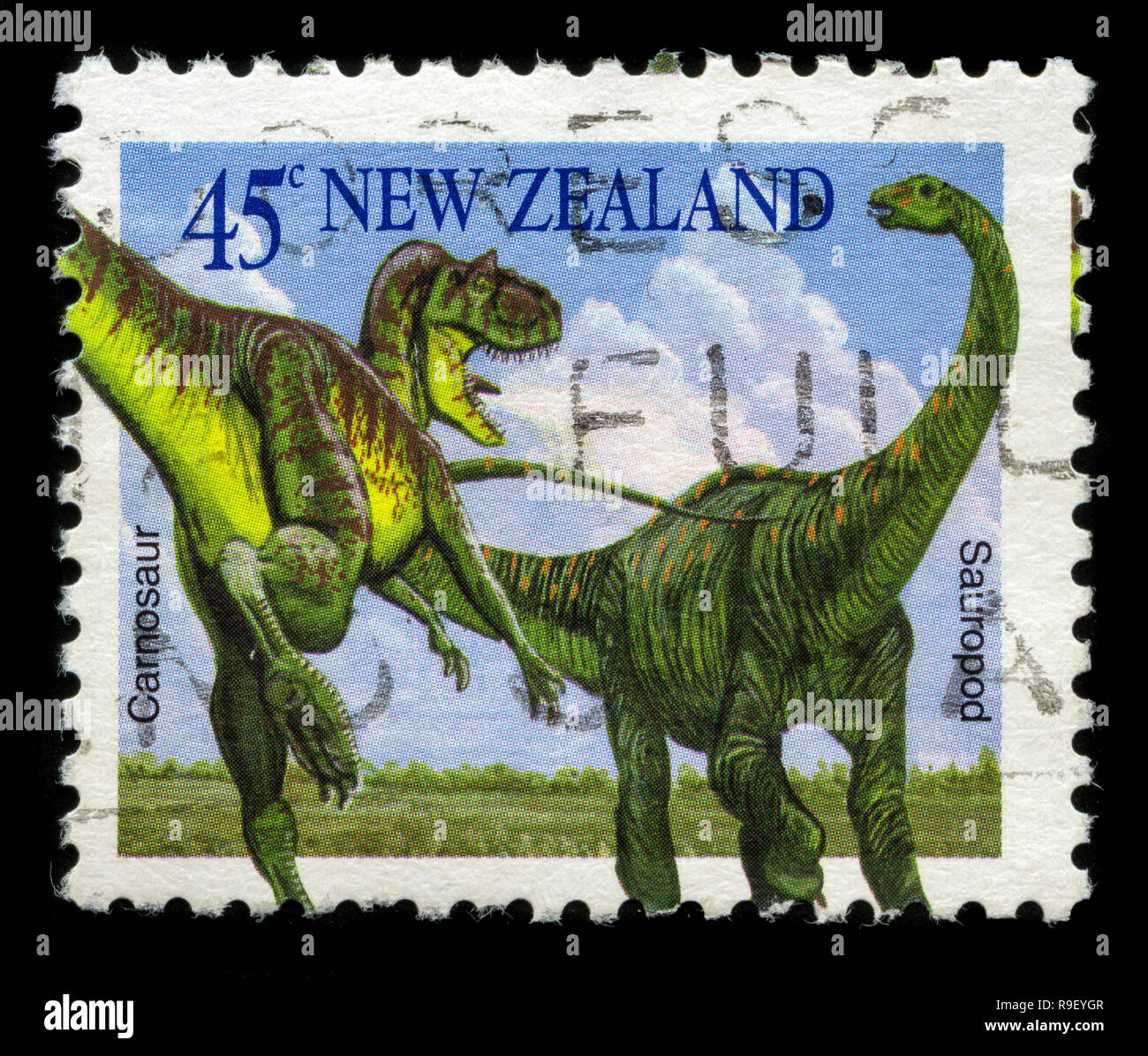 Postage stamp from New Zealand in the Prehistoric Animals series issued ...