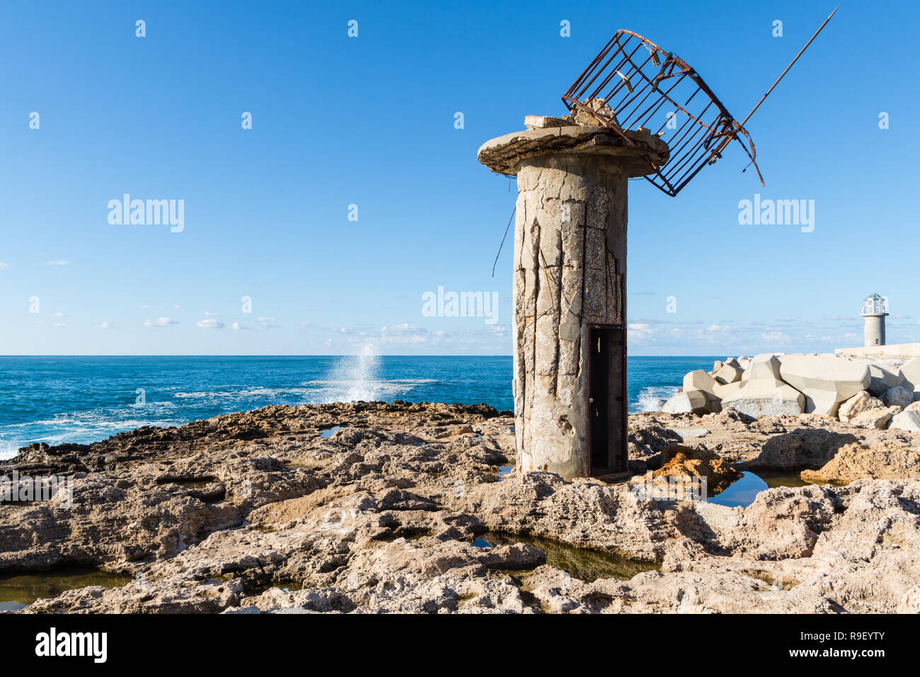 Damaged old lighthouse, Batroun, Lebanon Stock Photo - Alamy
