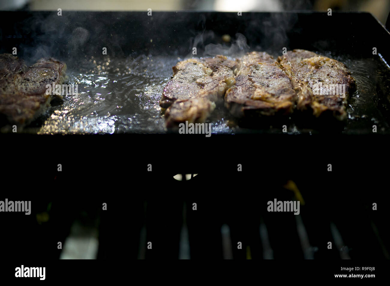 Making all kinds of red meat, fresh and raw red meat preparation Stock ...