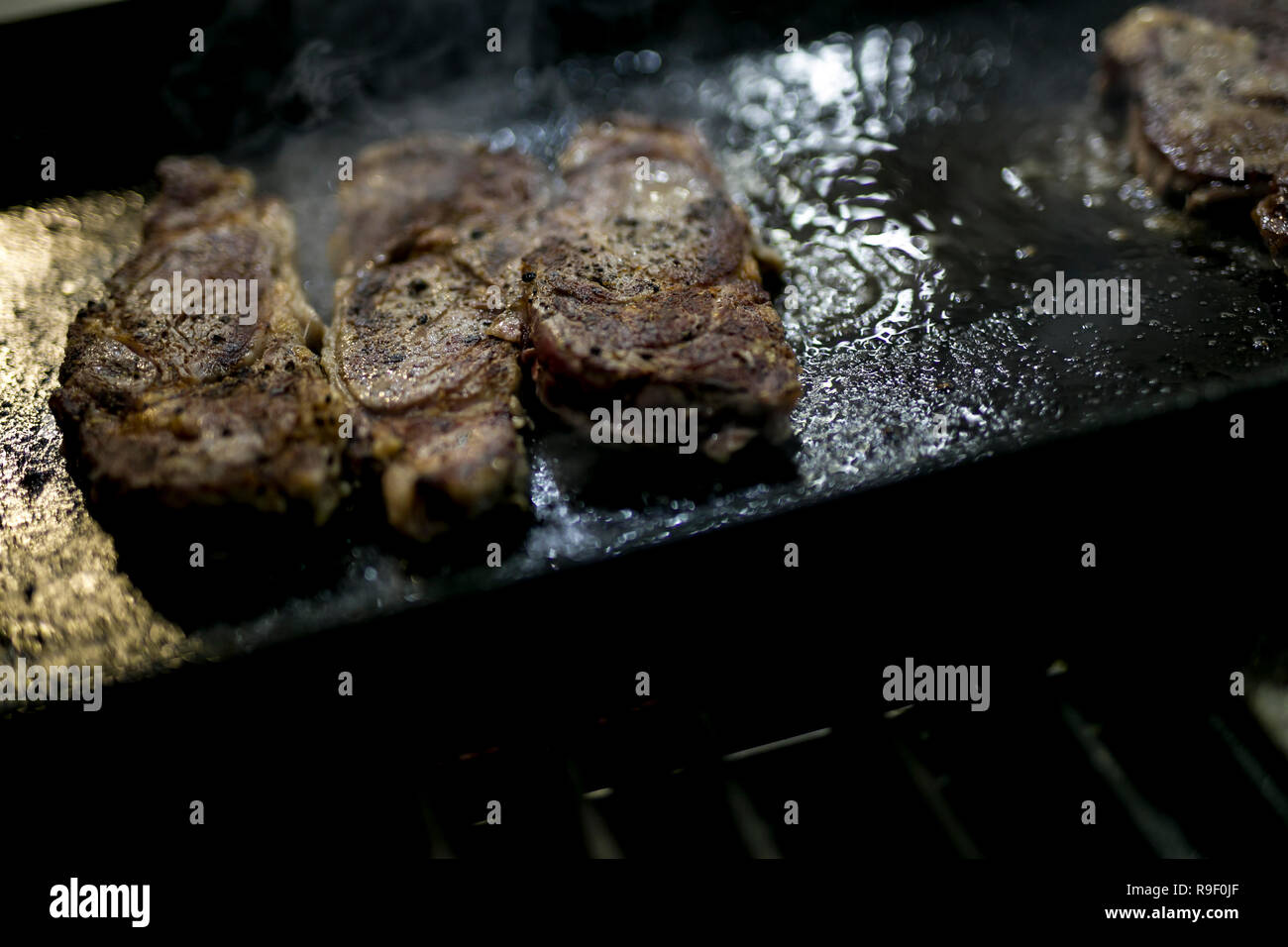 Making all kinds of red meat, fresh and raw red meat preparation Stock ...