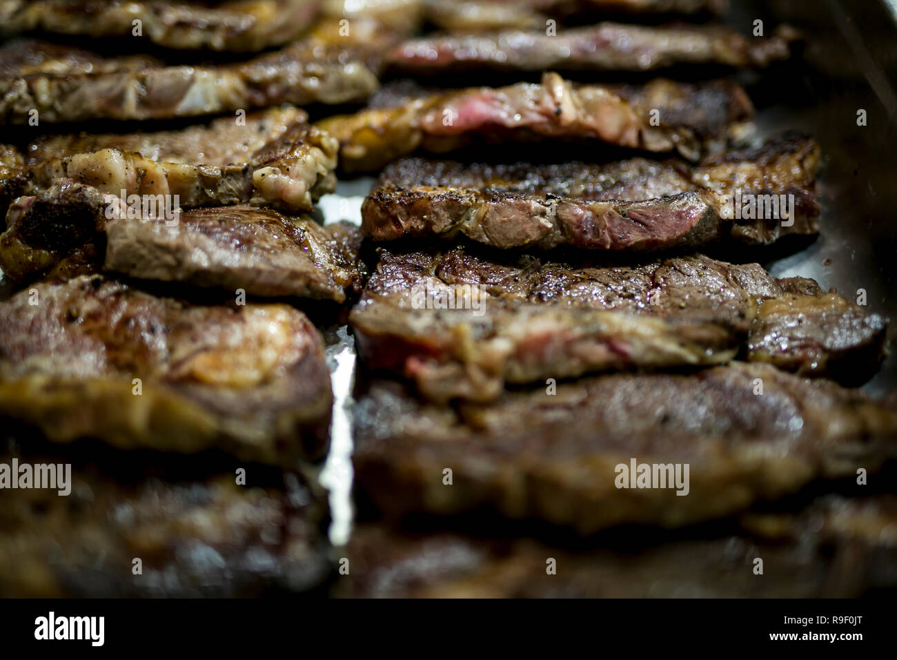 Making all kinds of red meat, fresh and raw red meat preparation Stock ...