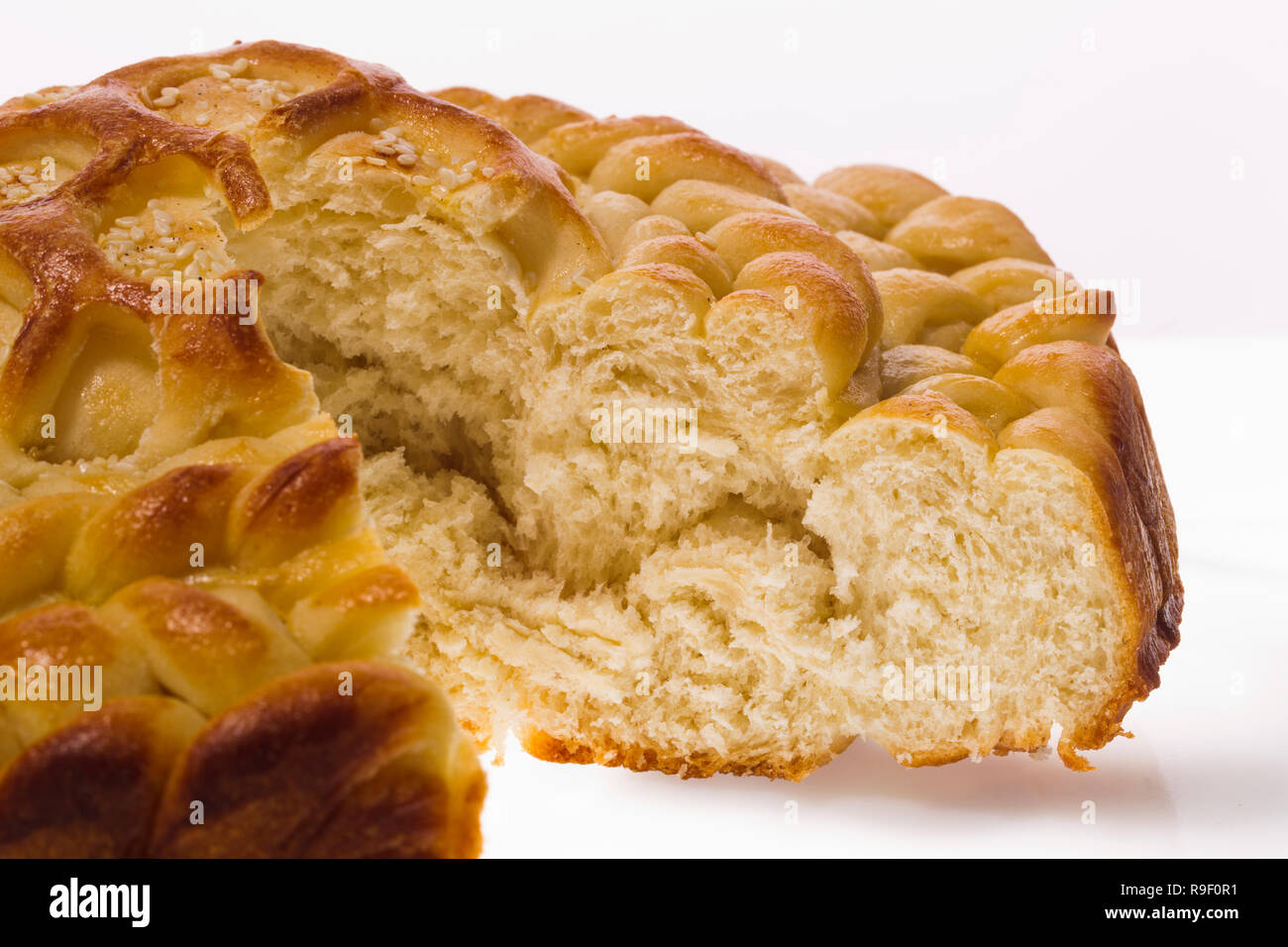 Loaf of wheat bread on a white background, studio lighting Stock Photo ...