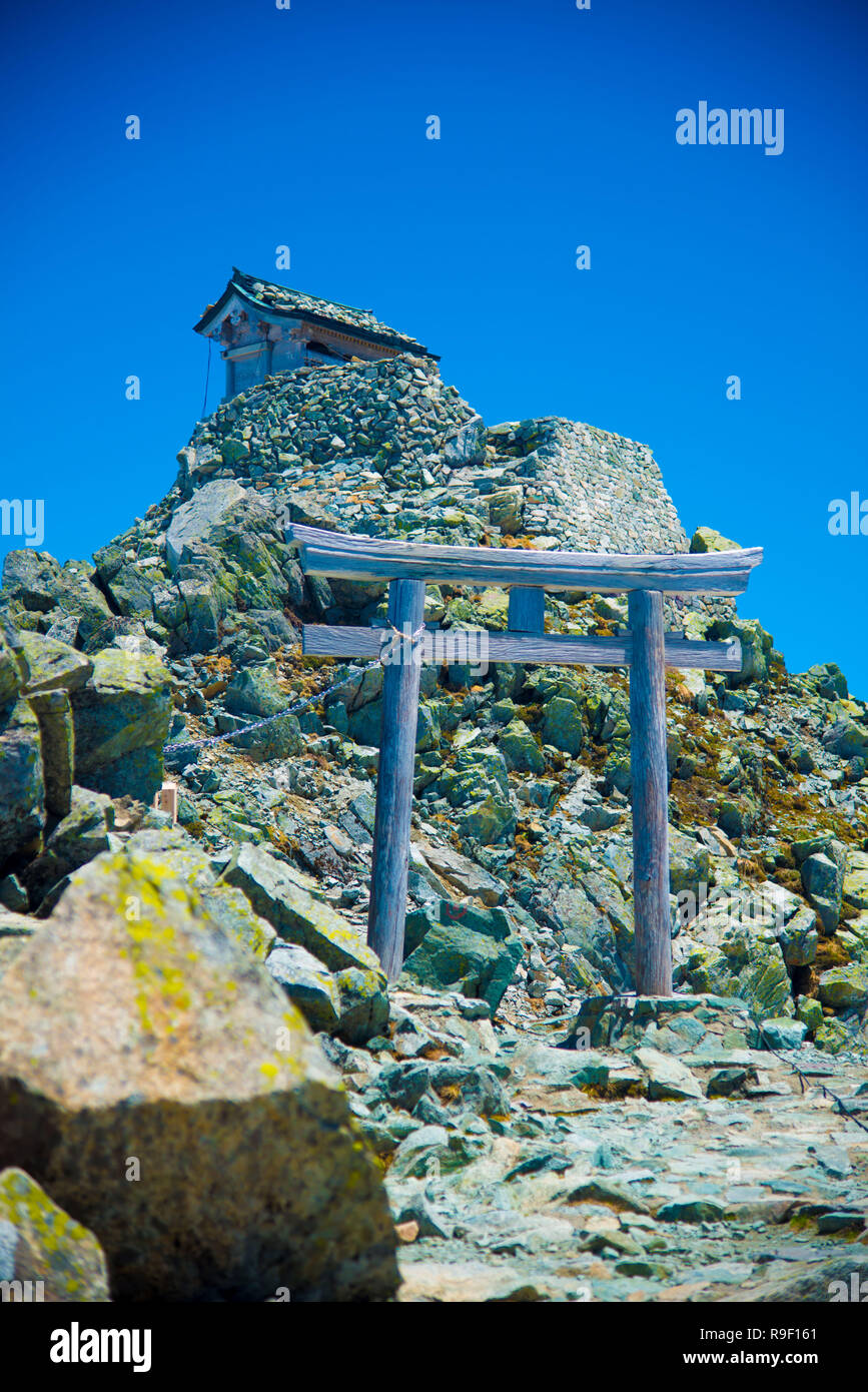 Oyama Shrine in Tateyama mountains, Japan. Oyama Shrine is the highest ...