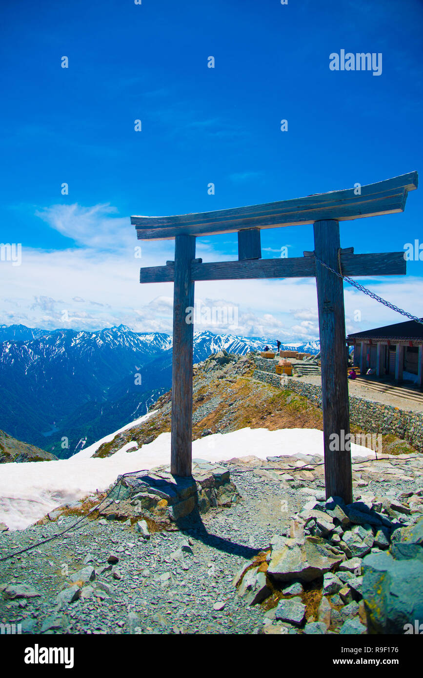 Oyama Shrine in Tateyama mountains, Japan. Oyama Shrine is the highest ...