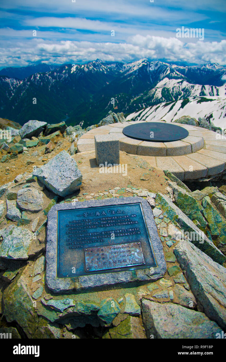 Sign marked as the Top of the Tateyama mountains in Toyama, Japan ...