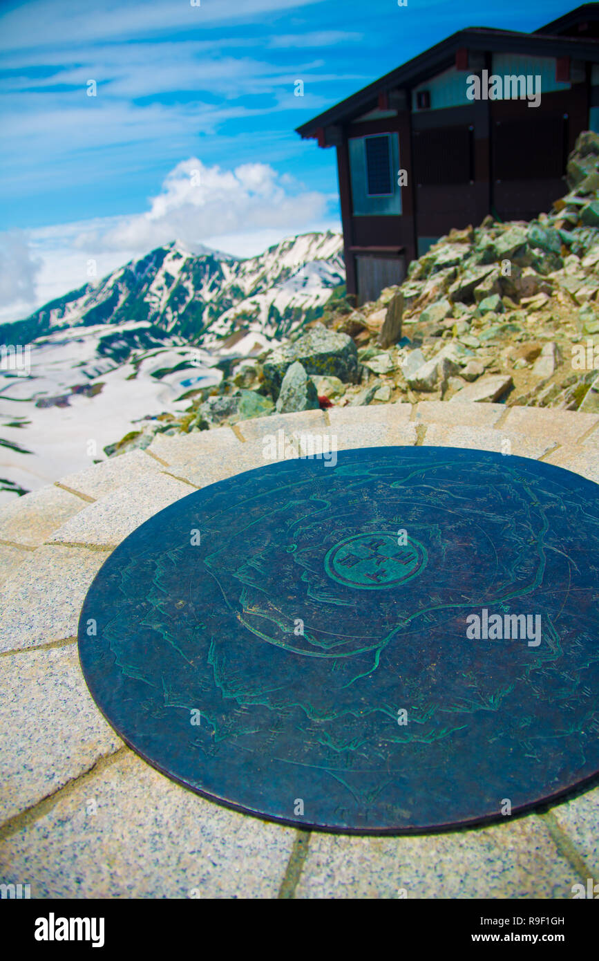 Sign marked as the Top of the Tateyama mountains in Toyama, Japan ...