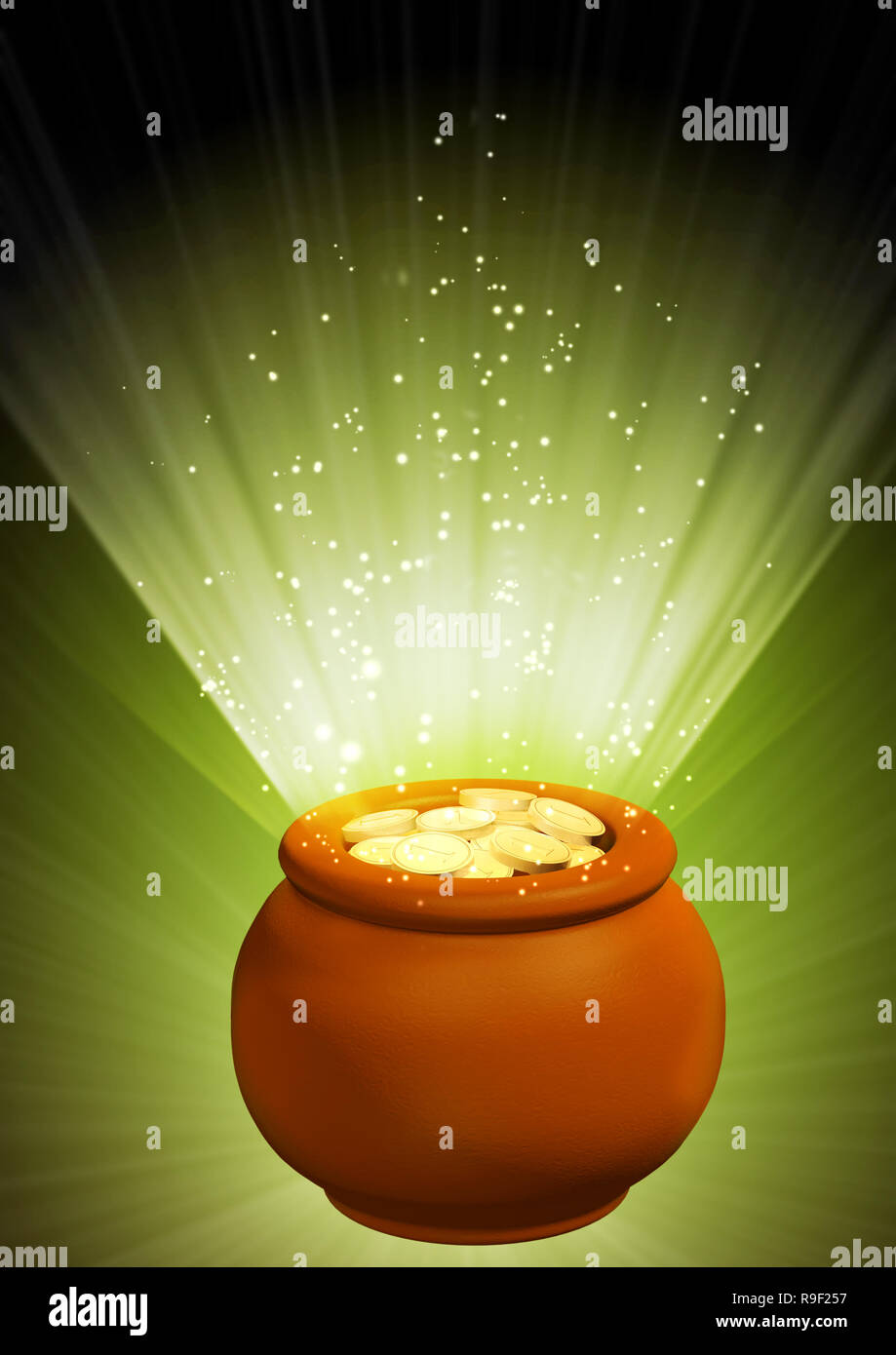 Background - pot, filled with gold coins Stock Photo - Alamy