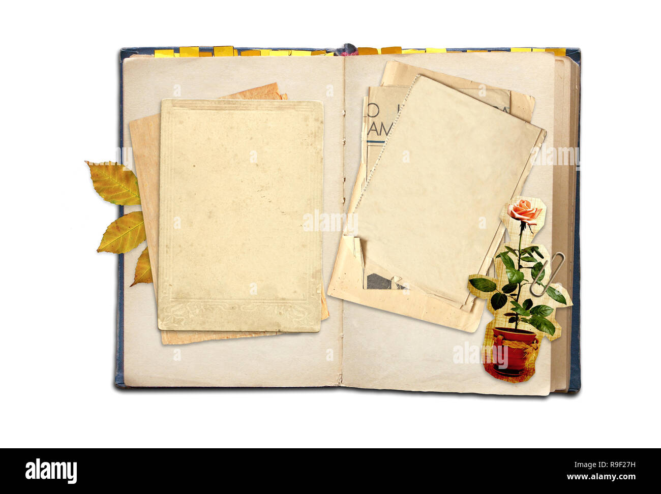 Old diary. Objects isolated over white Stock Photo - Alamy