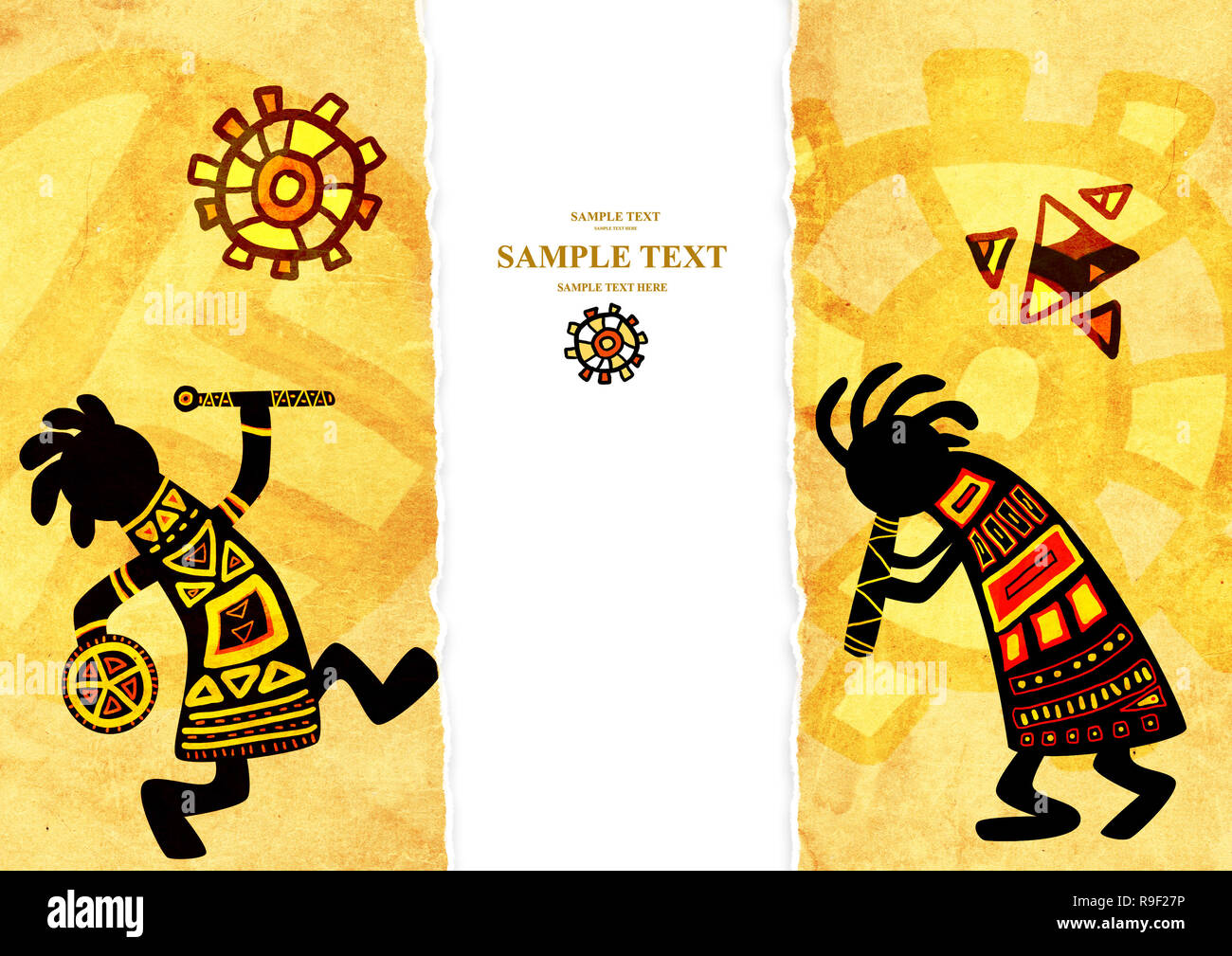 Dancing musicians. African traditional patterns Stock Photo - Alamy