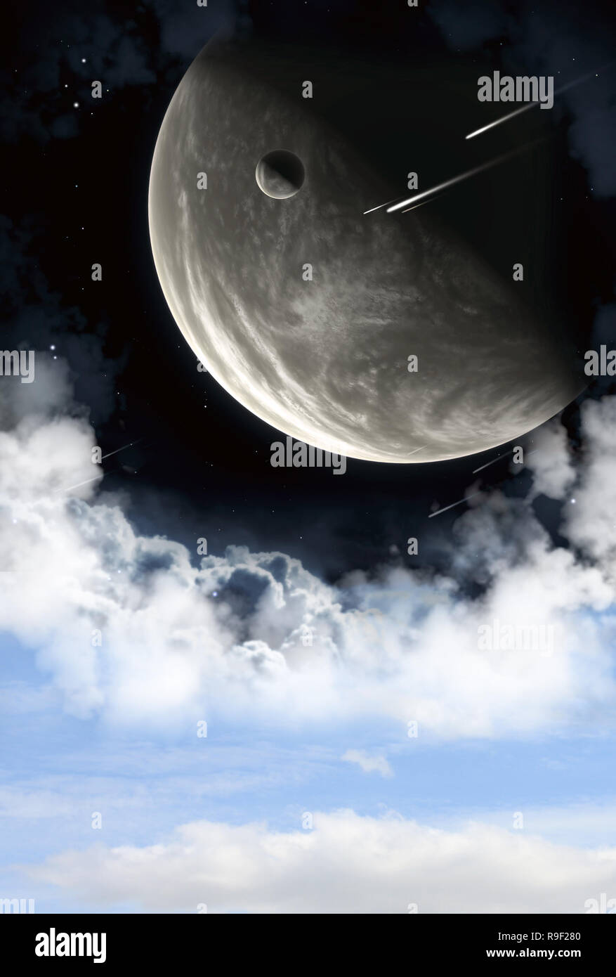 A beautiful space scene with planets and nebula Stock Photo - Alamy