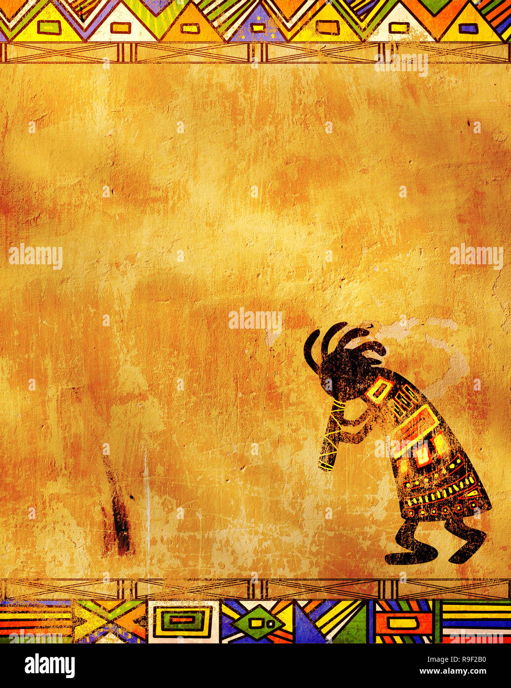 Dancing musician. African traditional patterns Stock Photo - Alamy