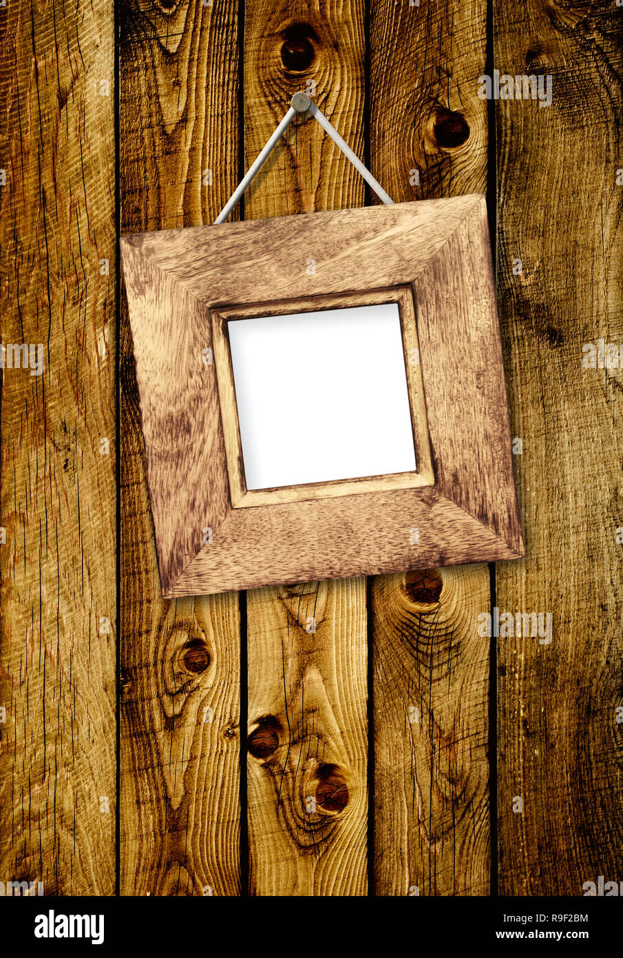 Retro wooden frames on wall - collage Stock Photo - Alamy