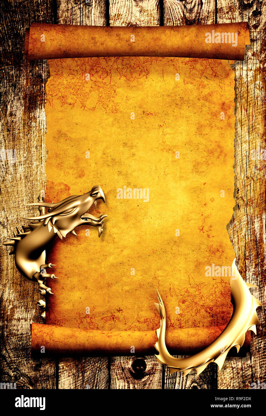 Golden dragon scroll old hi-res stock photography and images - Alamy